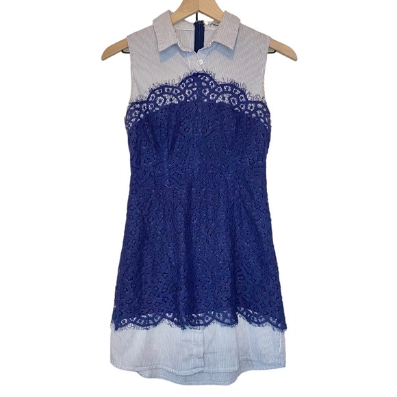 DO+BE | Dresses | Do Be Blue Striped Lace Dress | Poshmark